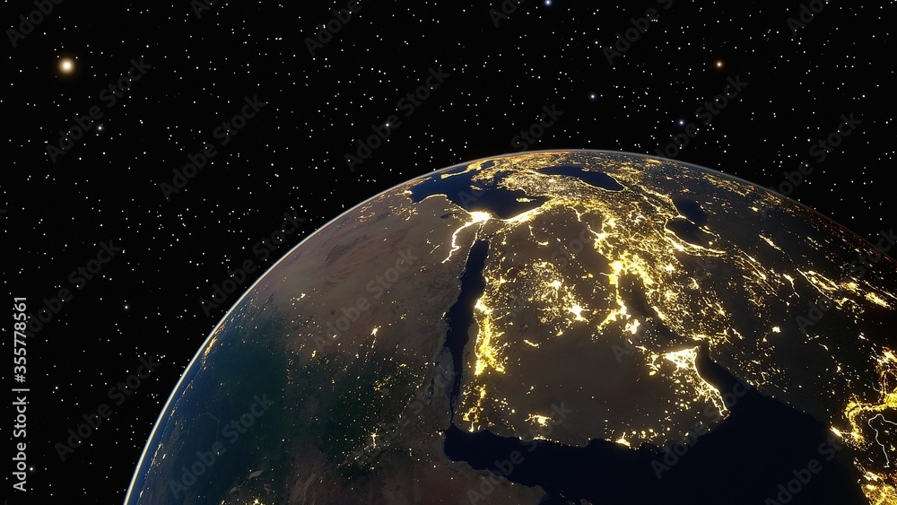 realistic united arab emirates from space, UAE from space, night saudi ...