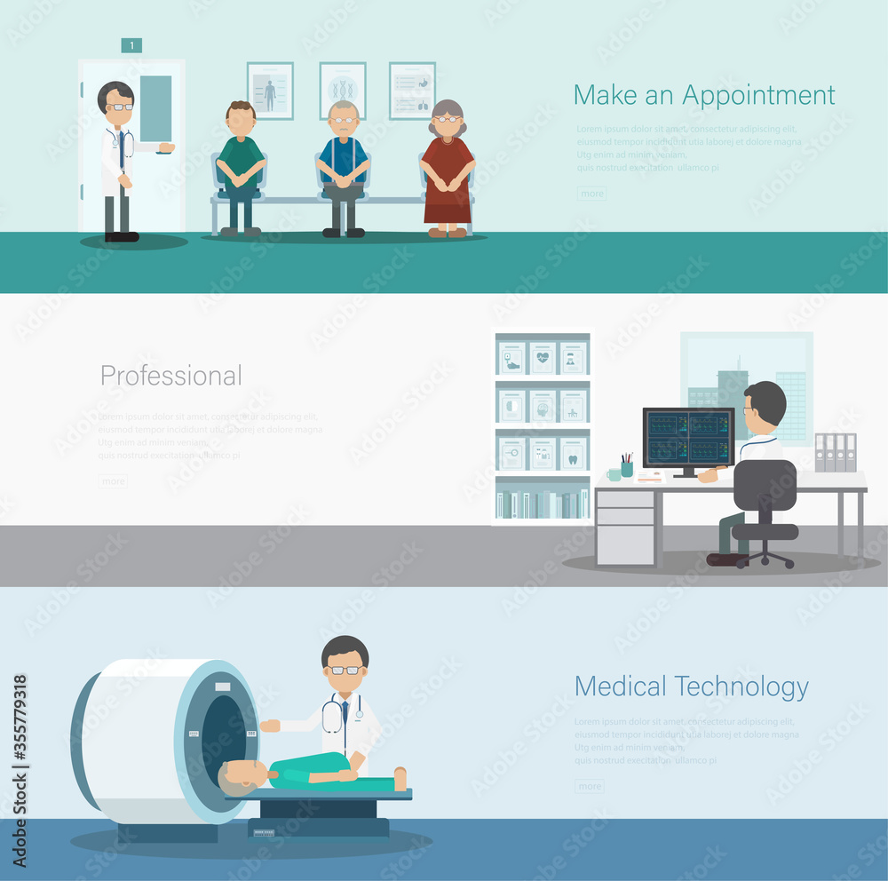 Set of medical banners with doctors and patients flat design vector ...
