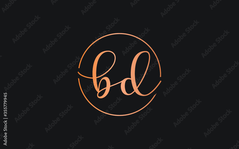 bd or db Cursive Letter Initial Logo Design, Vector Template Stock ...