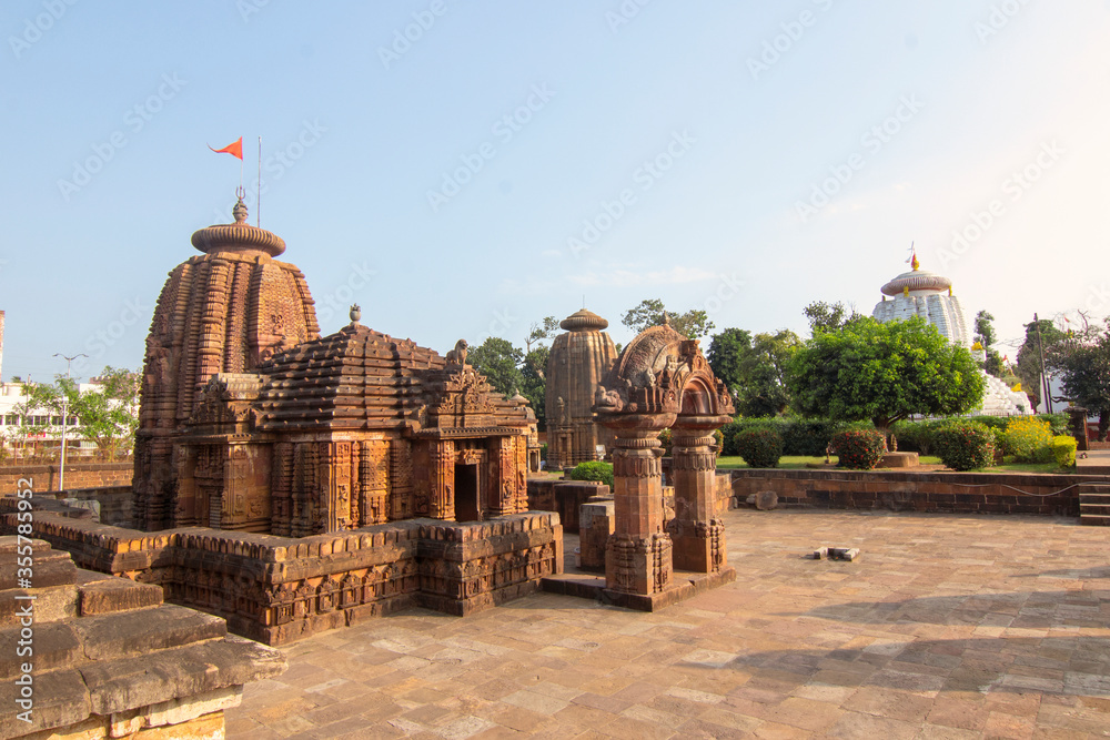 An ancient Hindu temple Muktesvara spire with daded sculptures and ...