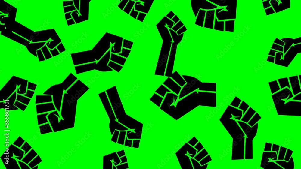 Black fist moving - animation on green screen background ...