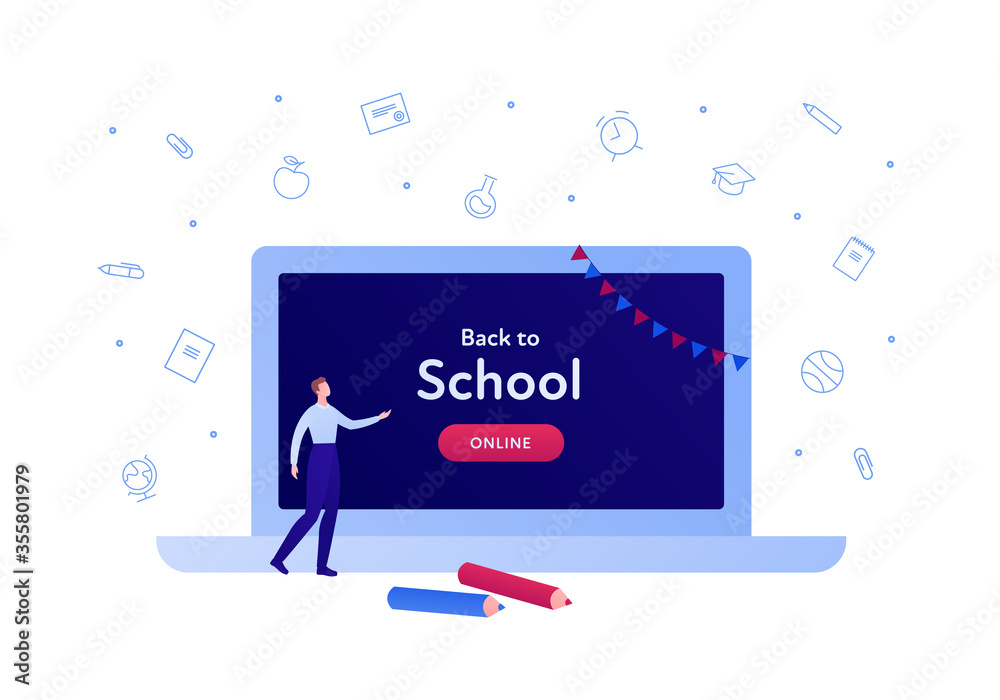 Online education technology concept. Vector flat person illustration ...