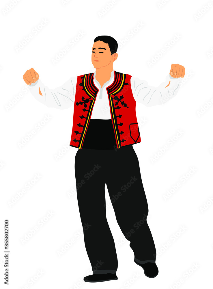Vecteur Stock Dancer man play hasapiko vector illustration isolated on ...