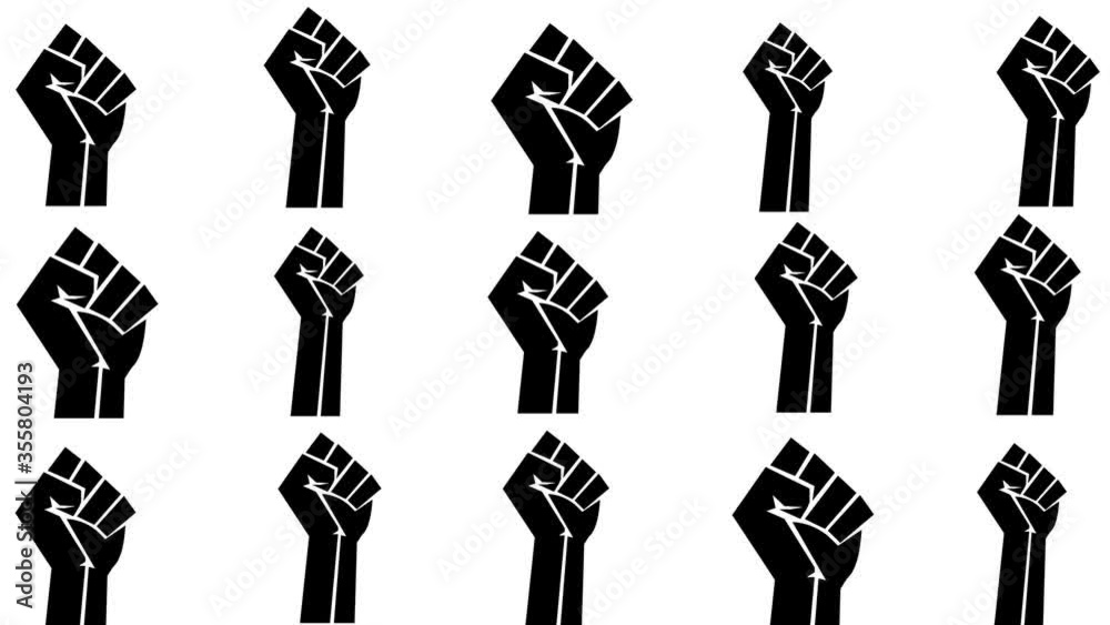 Black fists moving - animation on white background. BlackLivesMatter ...
