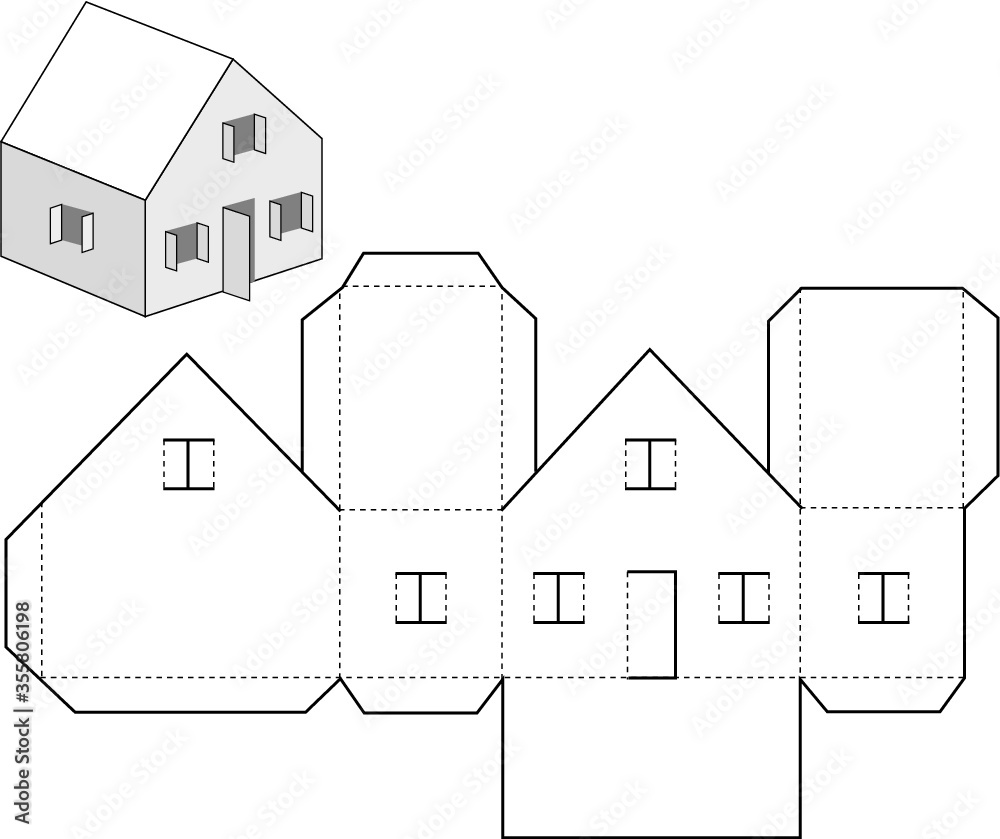 Simple House paper model. Easy template. Vector illustration. Stock ...