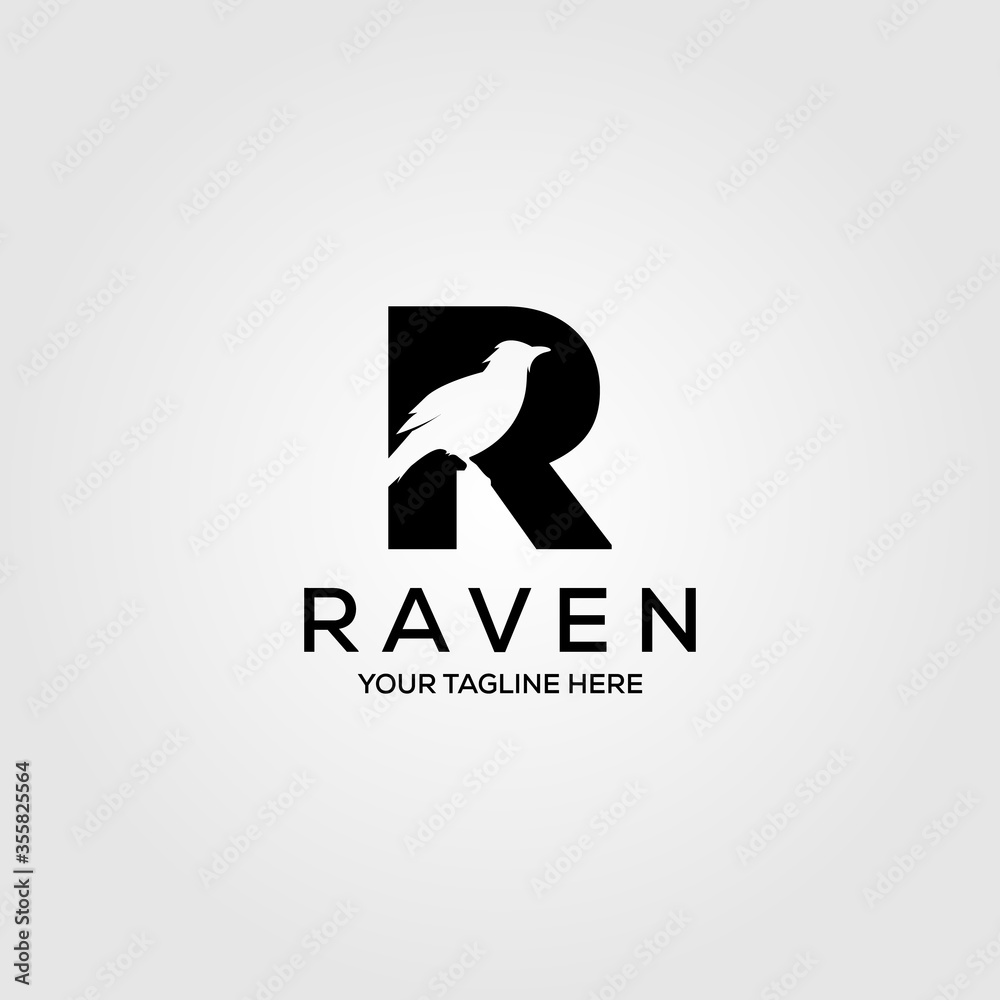 Letter R Raven logo designs, minimalist logotype Stock Vector | Adobe Stock