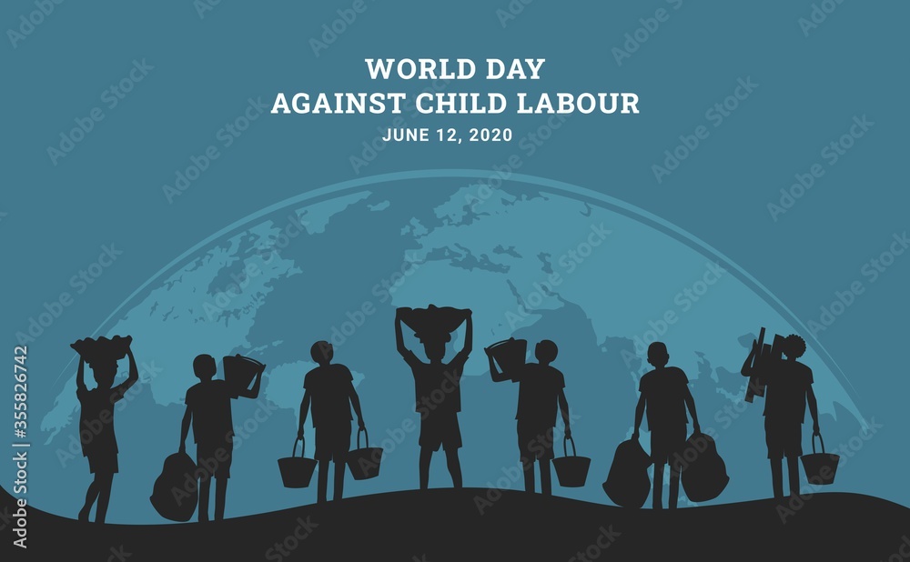 World day against child labour background with children as a worker ...
