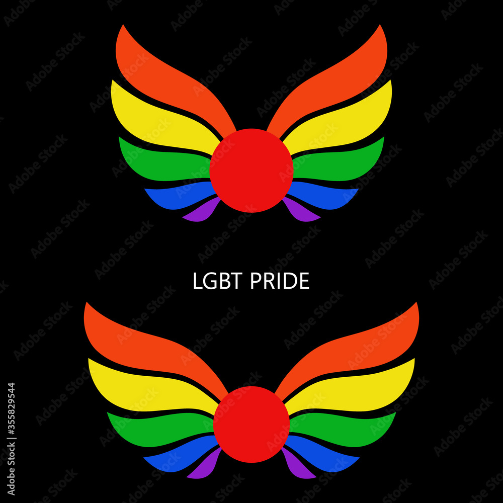 LGBT flag month pride logo symbol with wings LGBTQ love symbol ...