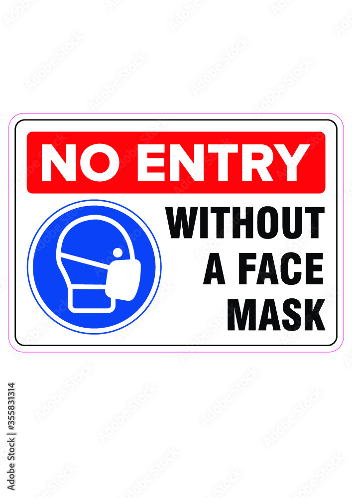 No Entry without a Face Mask Stock Vector | Adobe Stock