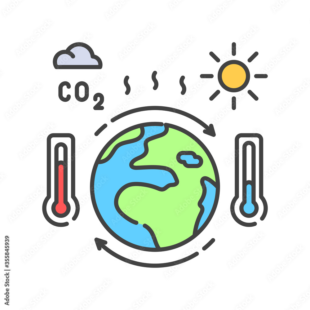 Climate Change Color Line Icon Environmental Problems Sign For Web Climate Change Color Line Icon Environmental Problems Sign For Web