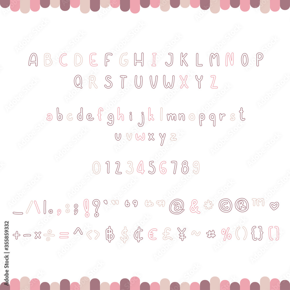 Line alphabets set, handwritten ABC letters and typography elements ...