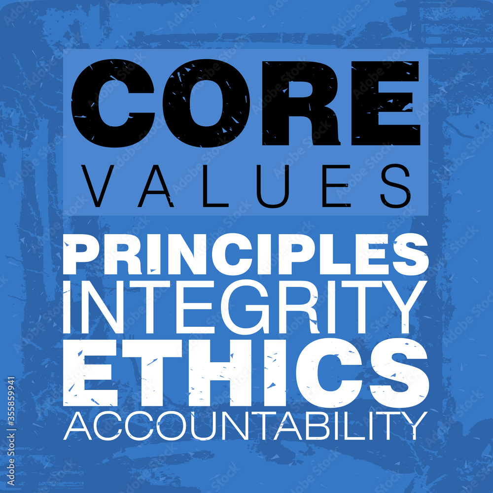 Vector poster design on Core Values in grunge style Stock Vector ...