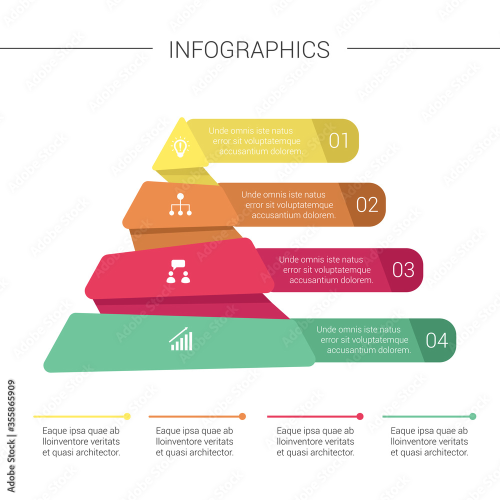 Pyramid Infographics. Funnel business pyramid with 5 charts Stock ...