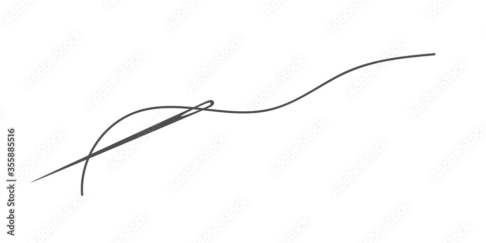 Needle and thread silhouette icon vector illustration. Tailor logo with ...