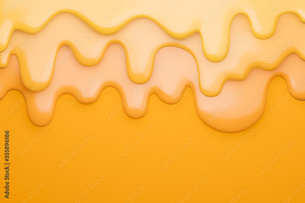 Cheese creamy liquid drips.,cheese melt on yellow background.,3d model ...