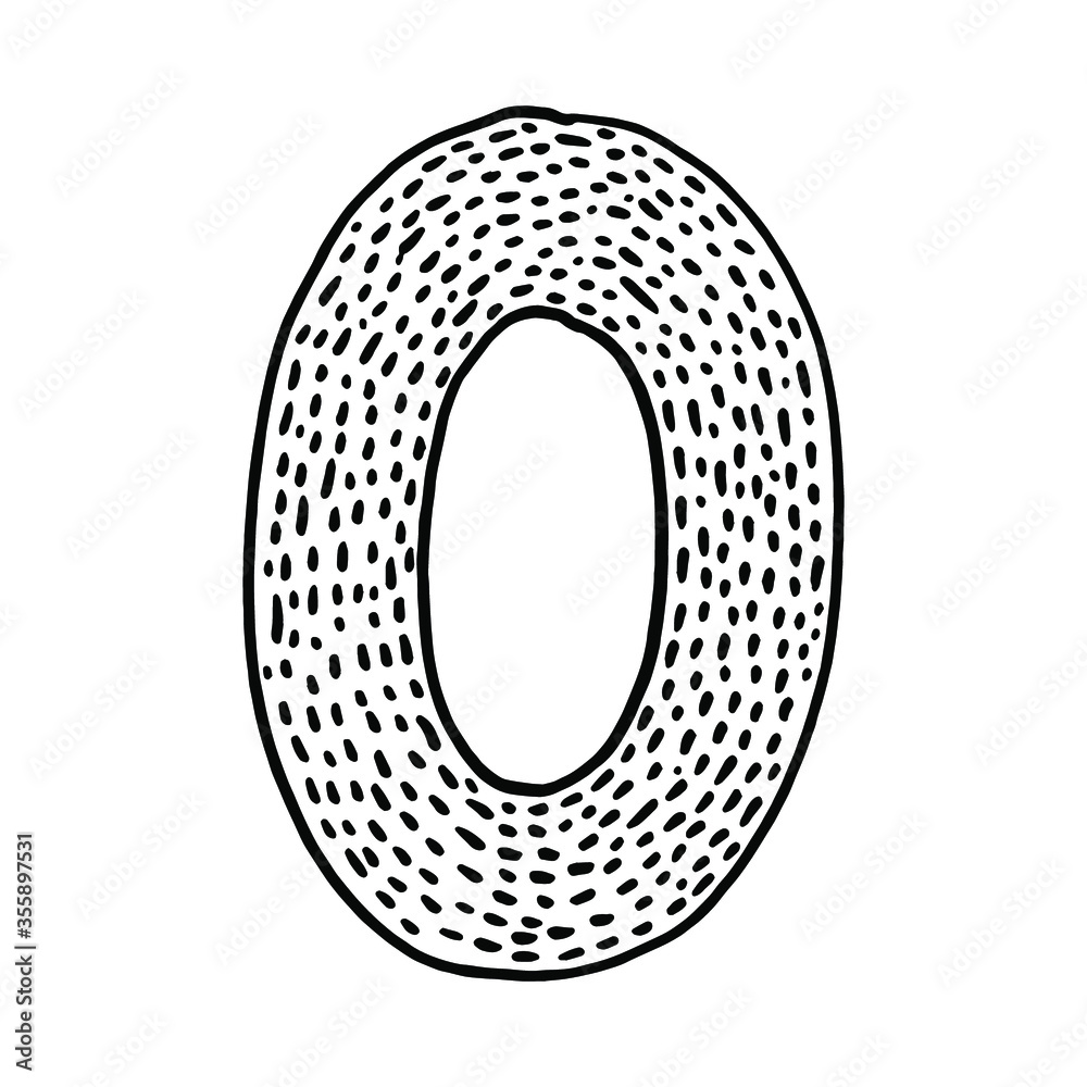 Hand-drawn black and white marker number zero with dashes. Stock Vector ...