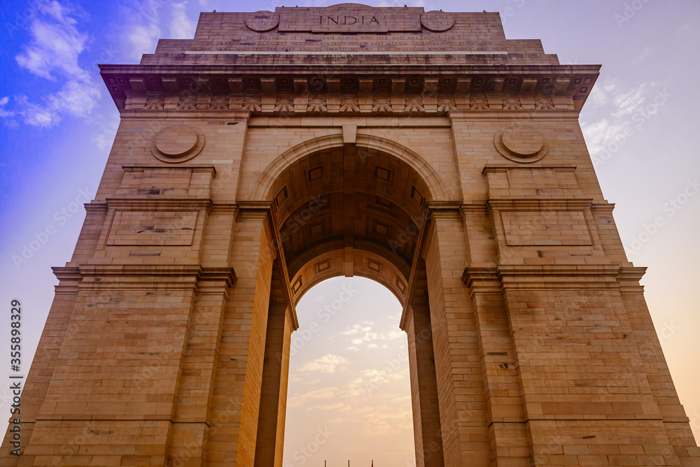 India Gate or All India War Memorial at New Delhi is a triumphal arch ...