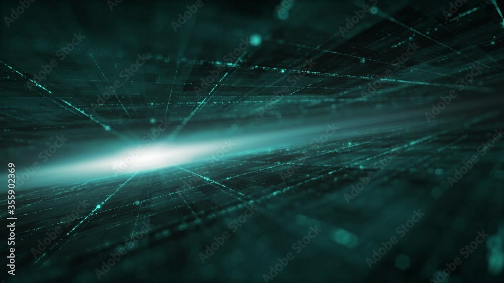 Abstract Digital cyber space particles perspective grid floor ground ...