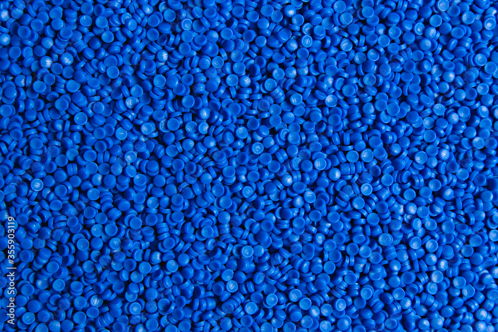 Blue plastic grain, plastic polymer granules,hand hold Polymer pellets ...