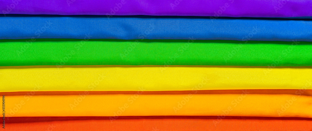 Rainbow LGBT flag of six colors for design with space for text. Copy ...