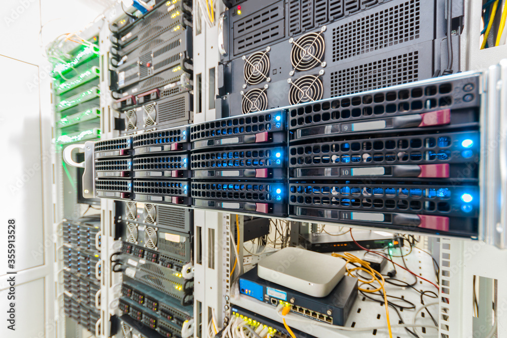 Foto de Front panel of central data server. Powerful computing ...