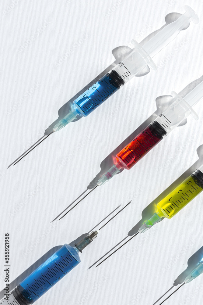 Covid-19- Vaccine vial dose against coronavirus needle syringe, medical ...