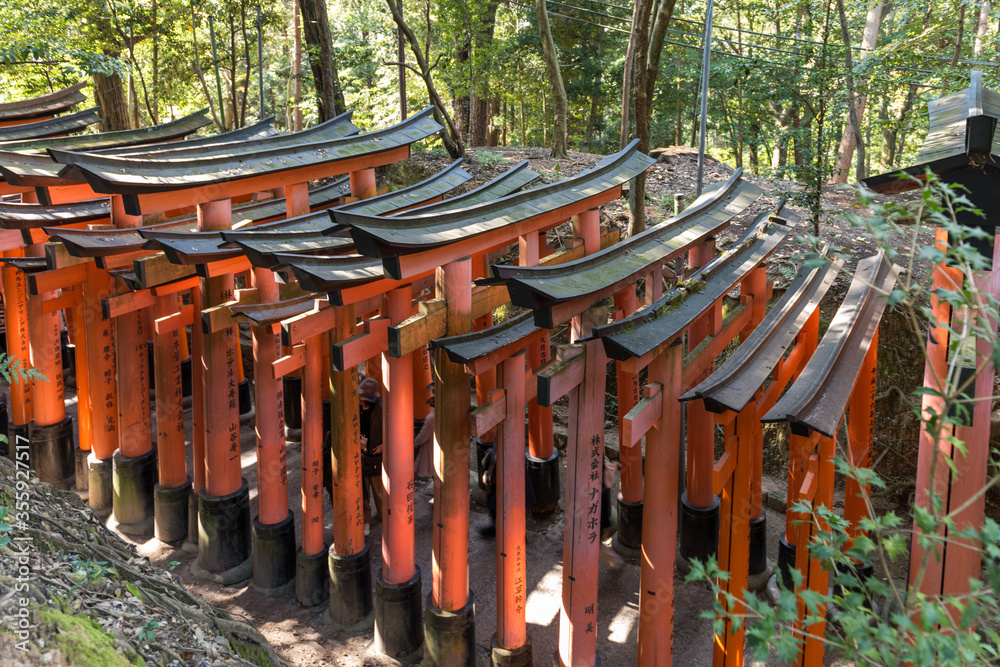 The famous Tori Gates of Fushimi Inari shrine in Kyoto Japan Stock ...