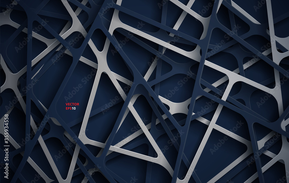 Abstract navy blue background with grey shapes. vector illustration ...