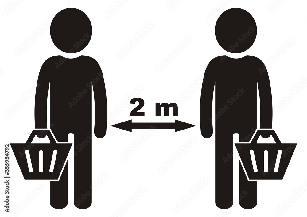 Safe distance, people standing in a row, to stand in a queue, vector ...