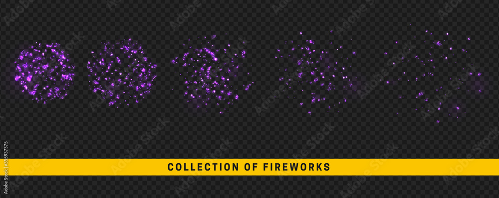 Set festive fireworks isolated on transparent background Stock Vector ...