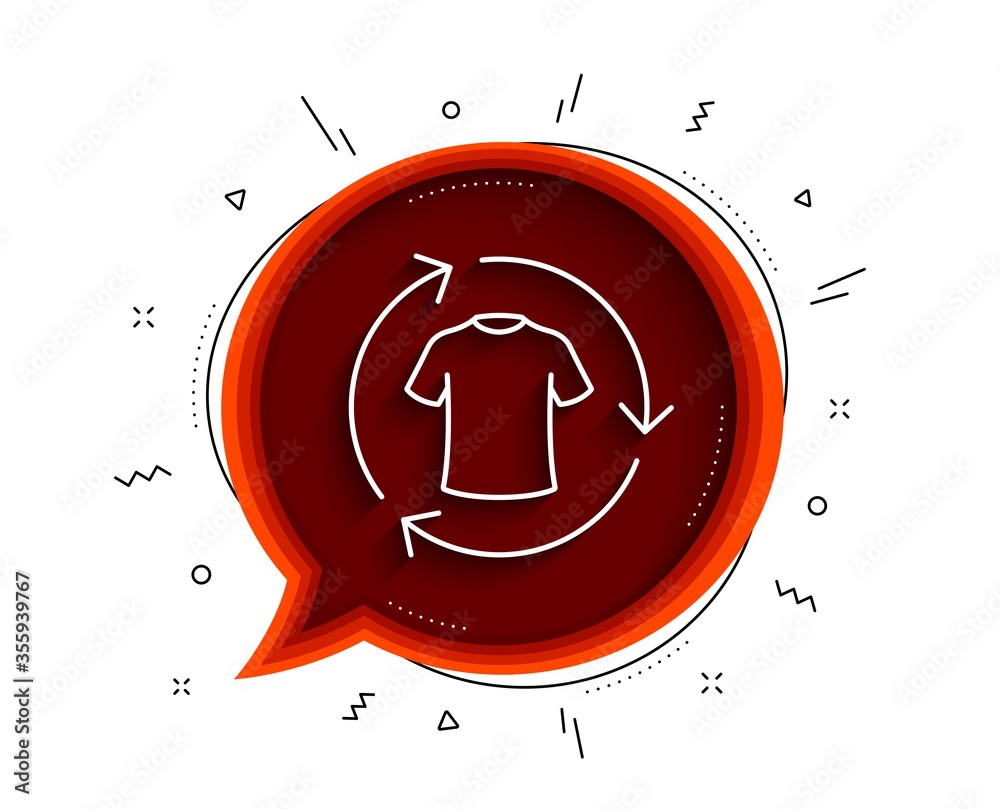 Change clothes line icon. Chat bubble with shadow. Shirt sign. Clothing ...
