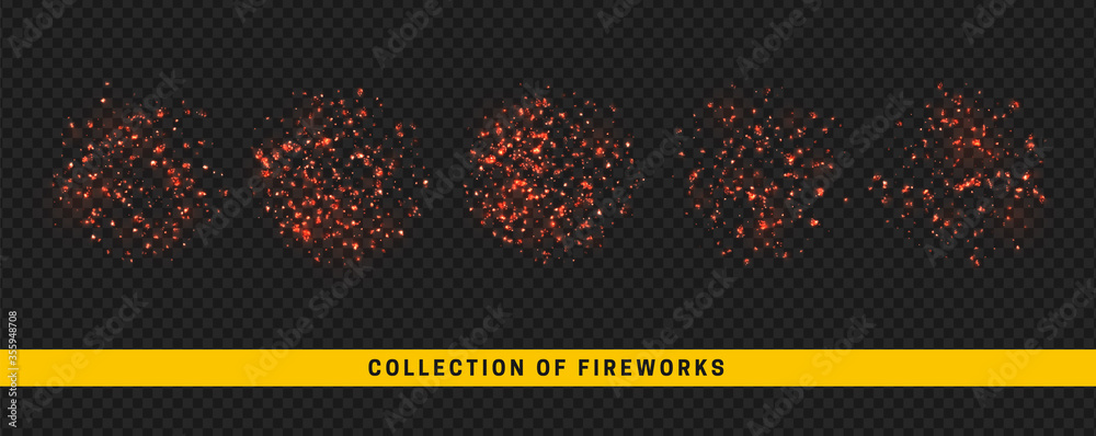 Set festive fireworks isolated on transparent background Stock Vector ...