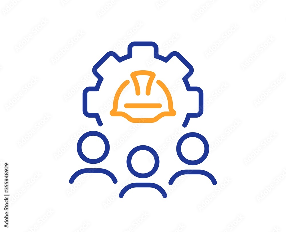 Engineering team line icon. Engineer or architect group sign ... Engineering team line icon. Engineer or architect group sign ...