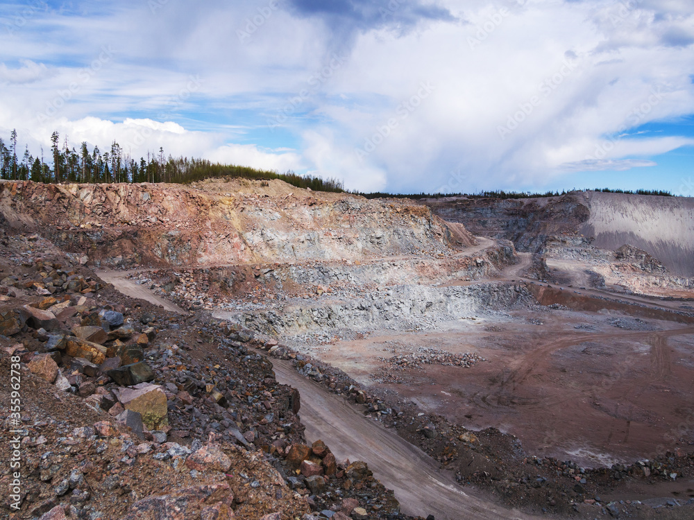 granite quarry, the cut method open-pit mining Stock Photo | Adobe Stock