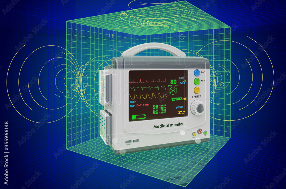 Visualization 3d cad model of Patient Medical Monitor, blueprint. 3D ...