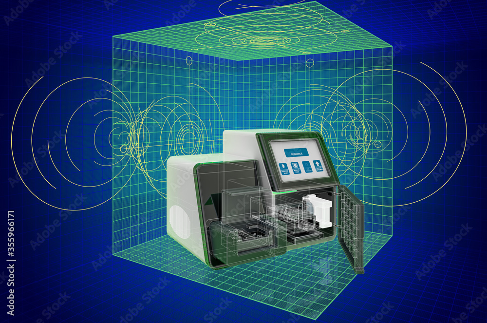 Visualization 3d cad model of Personal DNA Sequencing System, blueprint ...