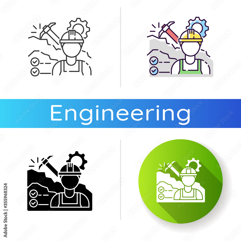 Mining engineer icon. Heavy manufacturing production worker ...