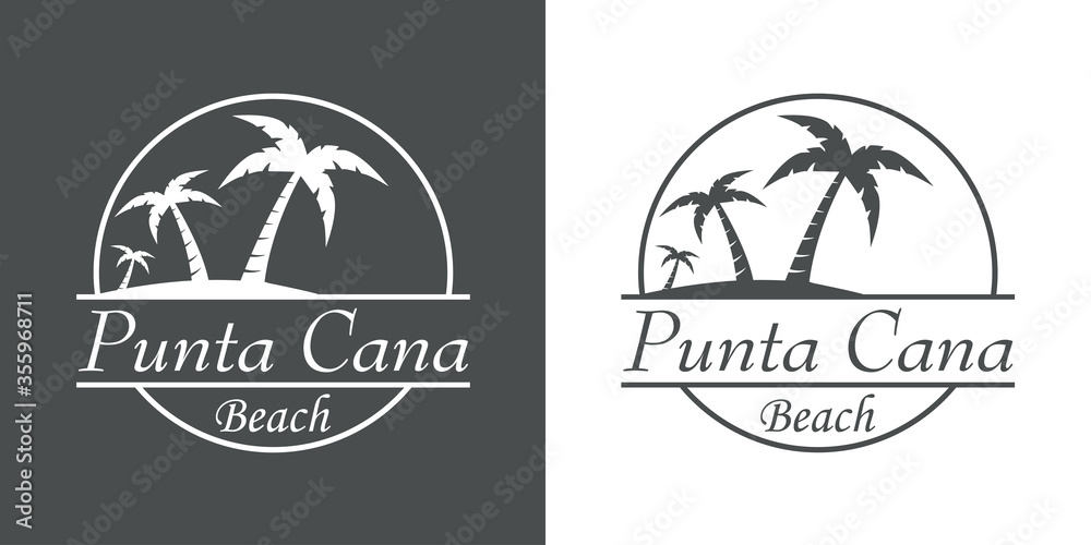 Símbolo destino de vacaciones. Icono plano texto Punta Cana Beach en ...