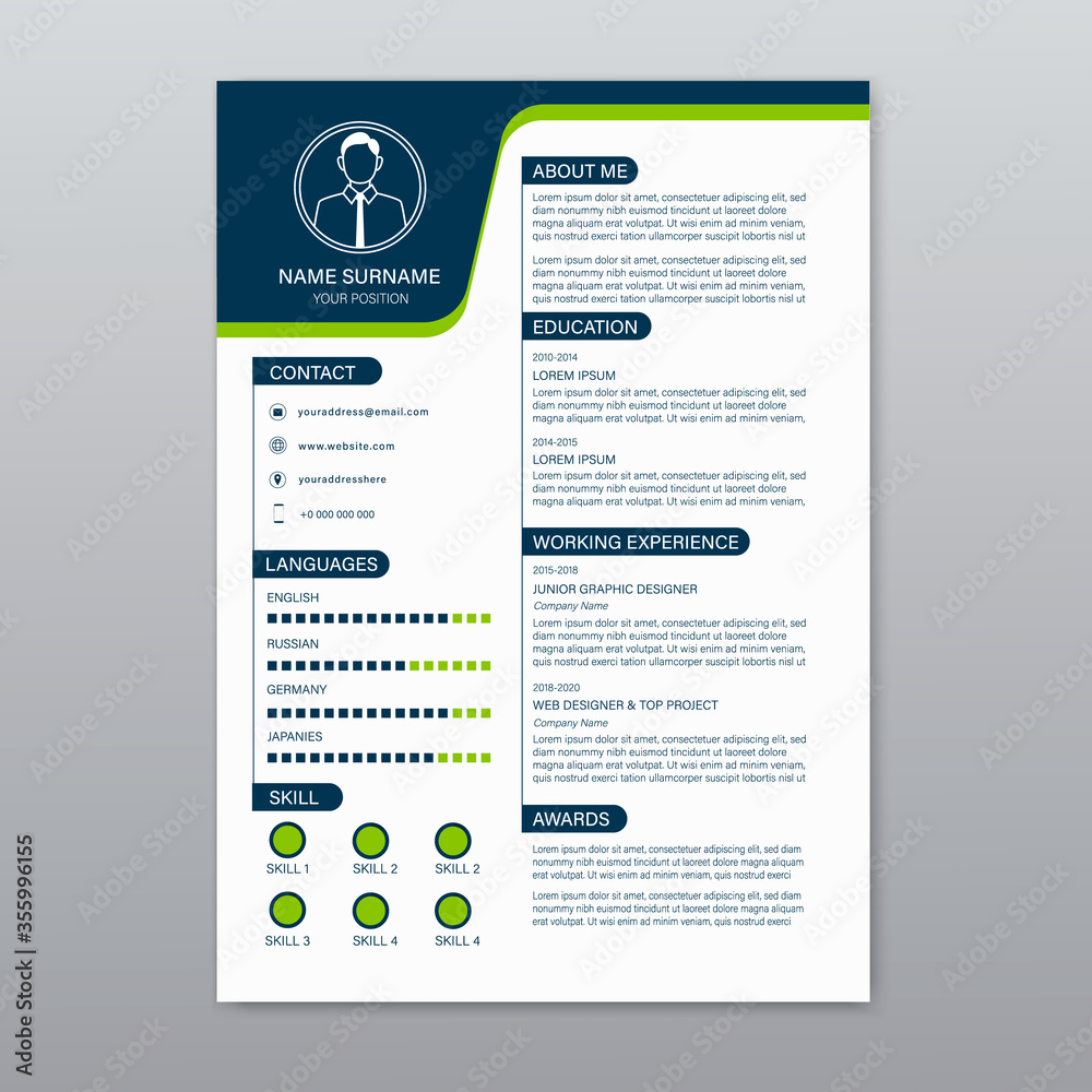 Beautiful CV / Resume template - vector minimalist - color resume cv ...