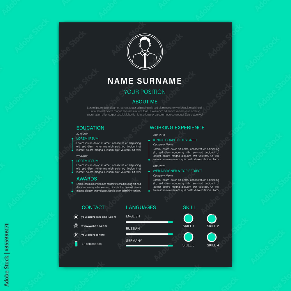 Beautiful CV / Resume template - vector minimalist - color resume cv ...