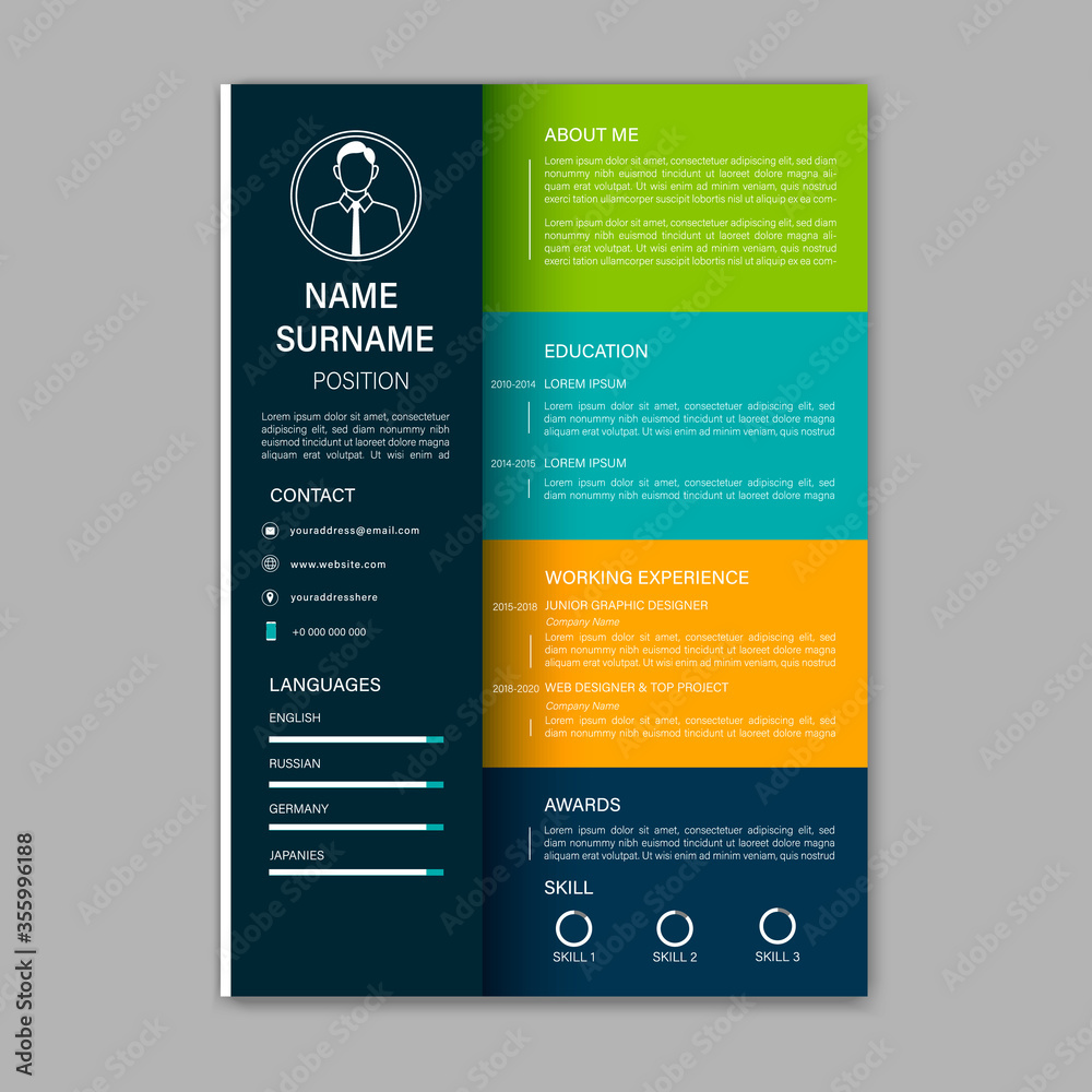 Beautiful CV / Resume template - vector minimalist - color resume cv ...