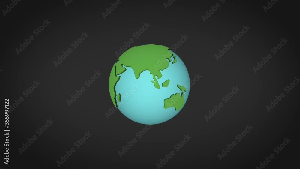Cartoon Earth. 4K 3D animated cute cartoon planet Earth spinning ...