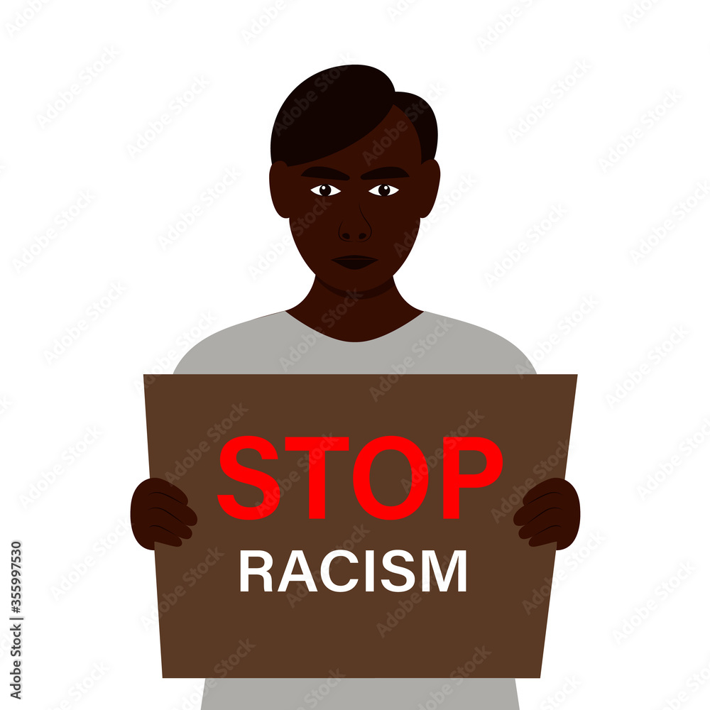 Say no to racism quote vector design. Skin color difference handwritten ...