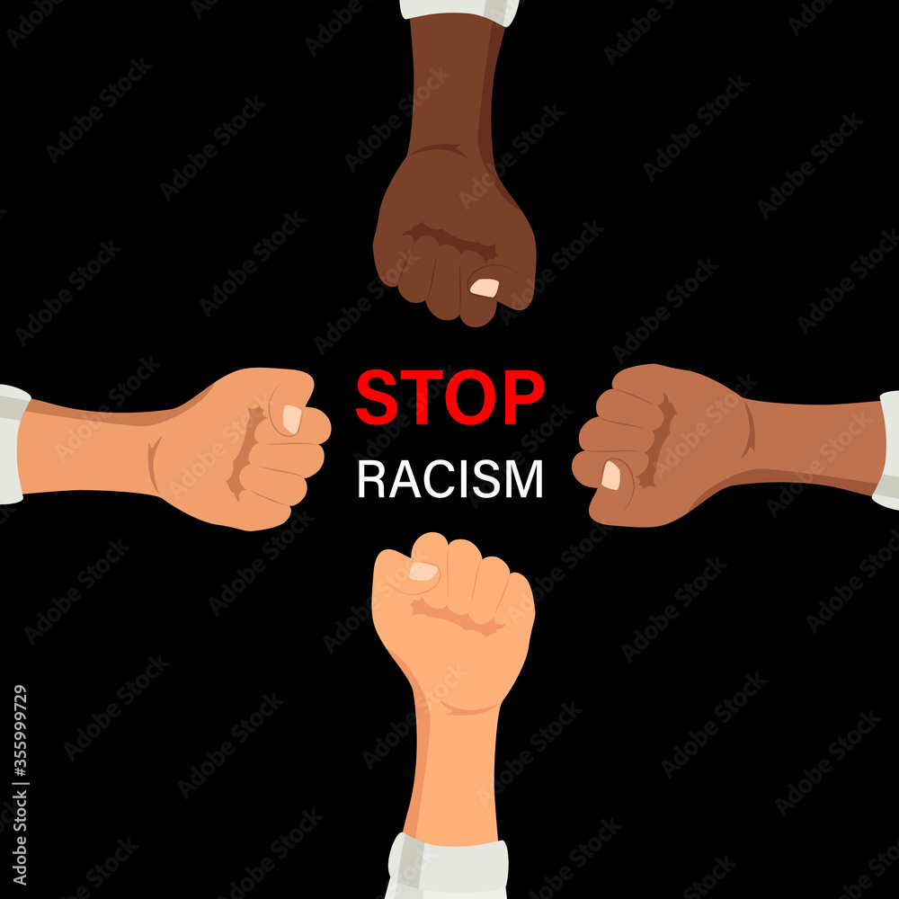 Say no to racism quote vector design. Skin color difference handwritten ...