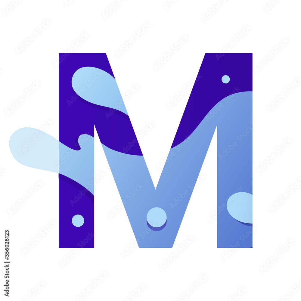 M Letter water splash vector template. This design use liquid symbol ...