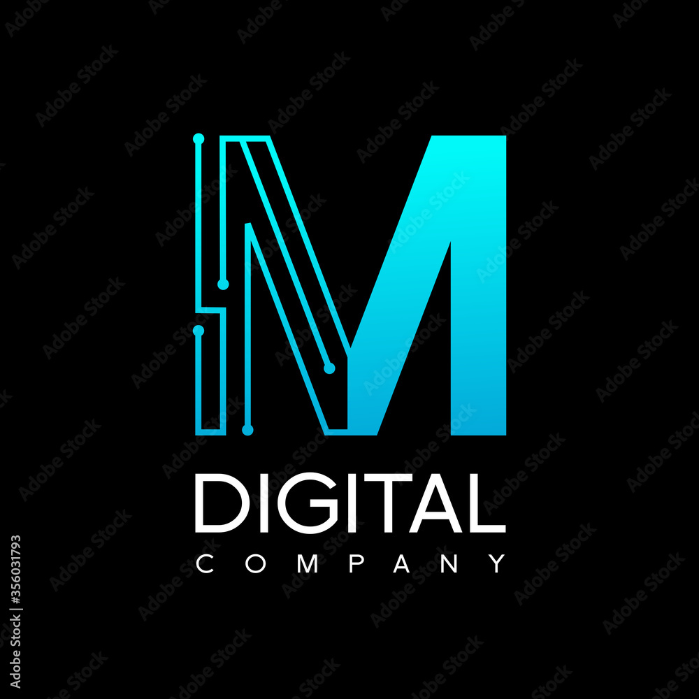 Technology M letter vector logo. This design use alphabet symbol ...
