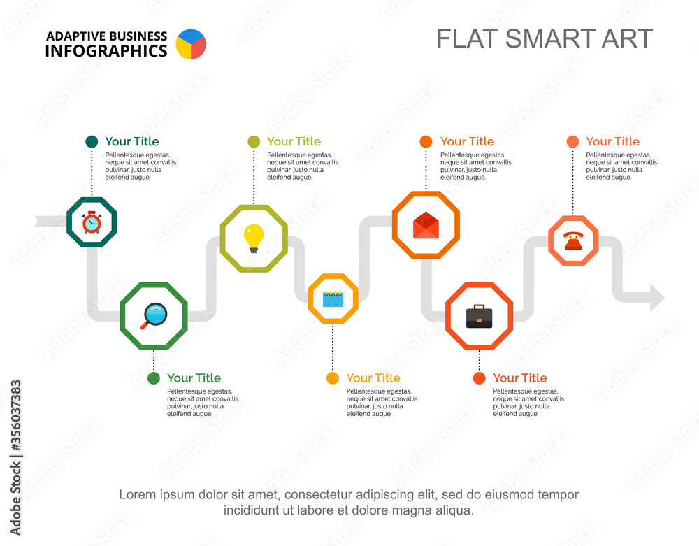 Seven steps process chart. Business data. Workflow, visualization ...