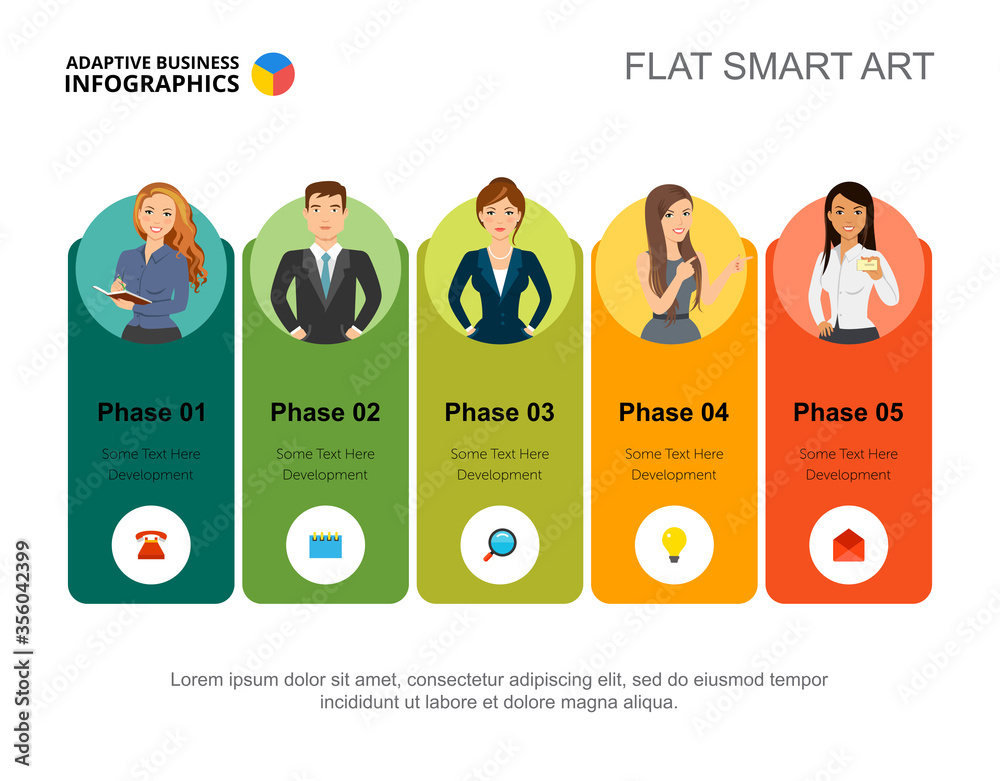 Five phase infographics. Step diagram, process chart, slide template ...