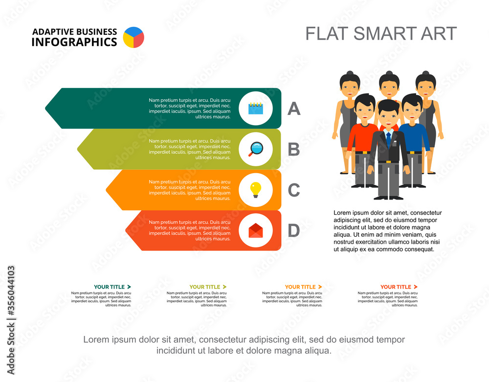 Four bar teamwork infographics. Editable template for step diagram ...