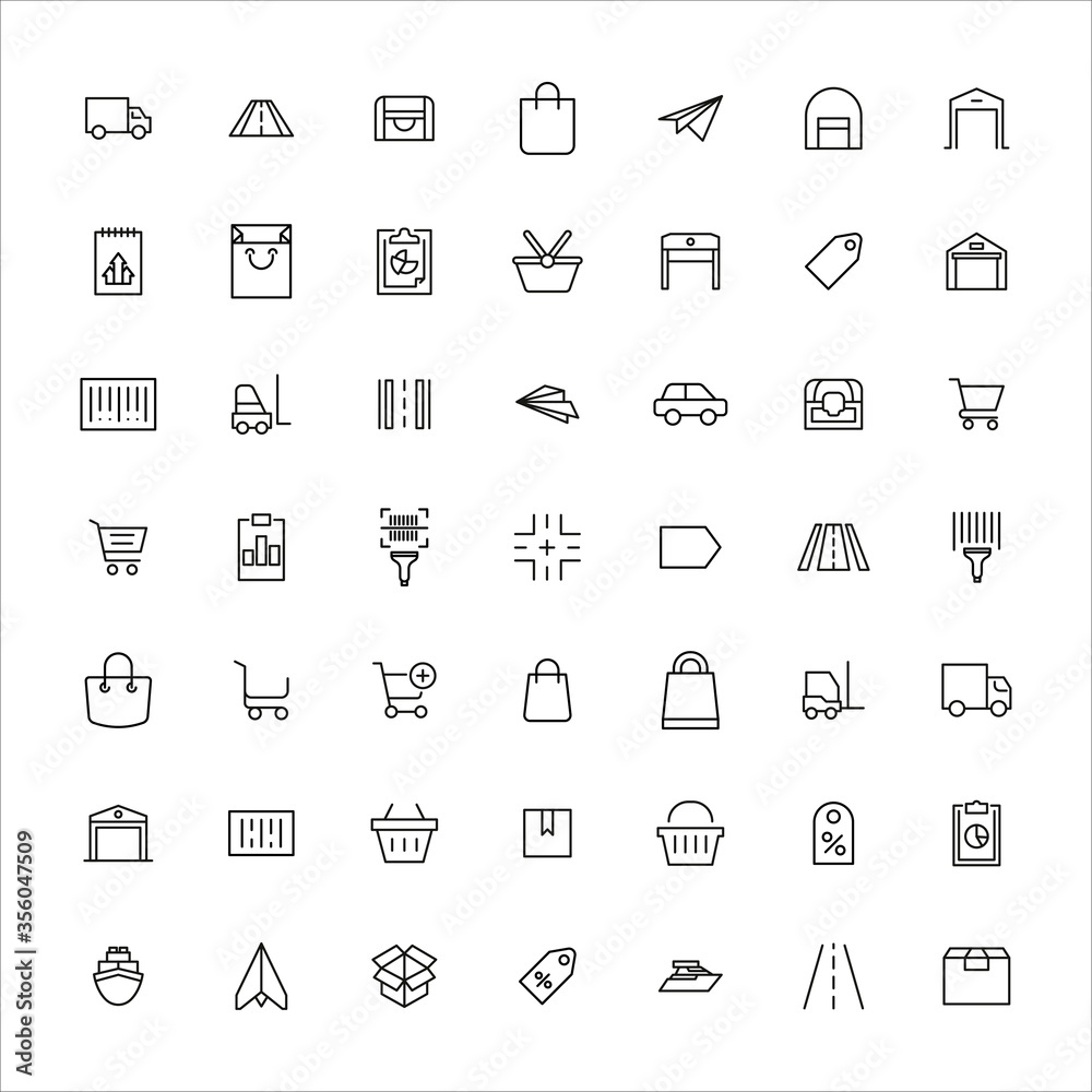 Simple set of commerce icons in trendy line style. Stock Vector | Adobe ...